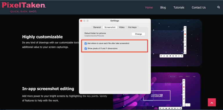 PixelTaken – Setting up your screenshot application